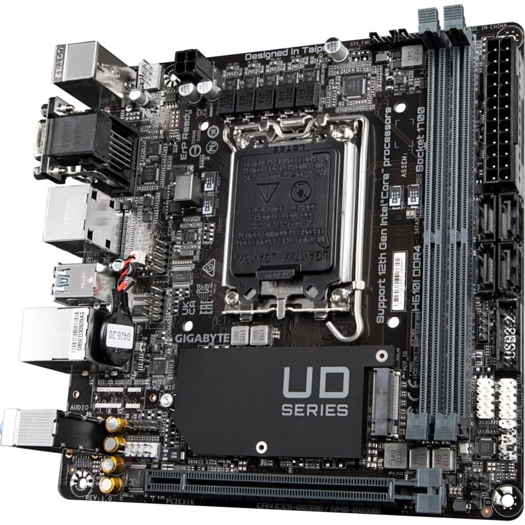 GIGABYTE H610I DDR4 (H610/ Intel LGA 1700/ Mini-ITX/ DDR4/ Single M.2/ PCIe 4.0/ USB 3.2 Gen1/ Intel GbE LAN Chip/Motherboard)