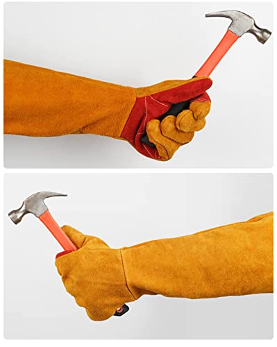 23.6 Inch Long Sleeves Leather Welding Gloves Leather welding gloves, heat-resistant and wear-resistant welding gloves and hand protectors, fire-resistant boot protectors,tools and gifts for men dad