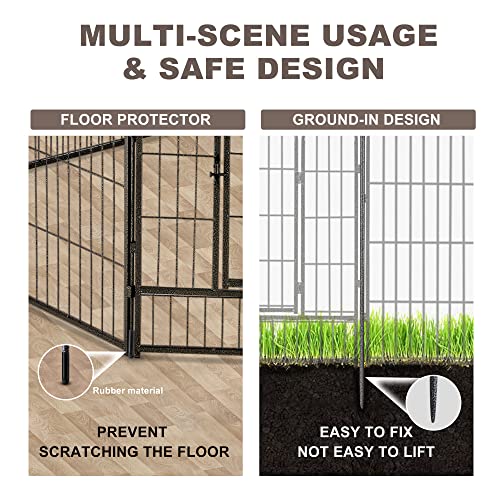 Avocahom Metal Dog Playpen 16 Panel Dog Pen 32Inch Height Exercise Pen w/2 Doors for Small/Medium Dogs Outdoor Indoor RV Yard w/36 Floor Protectors & 8 Straps, Black