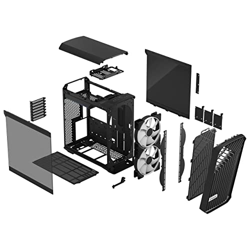 Fractal Design Torrent Compact RGB Black - Light Tint Tempered Glass Side Panels - Open Grille for Maximum air Intake - Two 180mm RGB PWM Fans Included - Type C - ATX Airflow Mid Tower PC Gaming Case