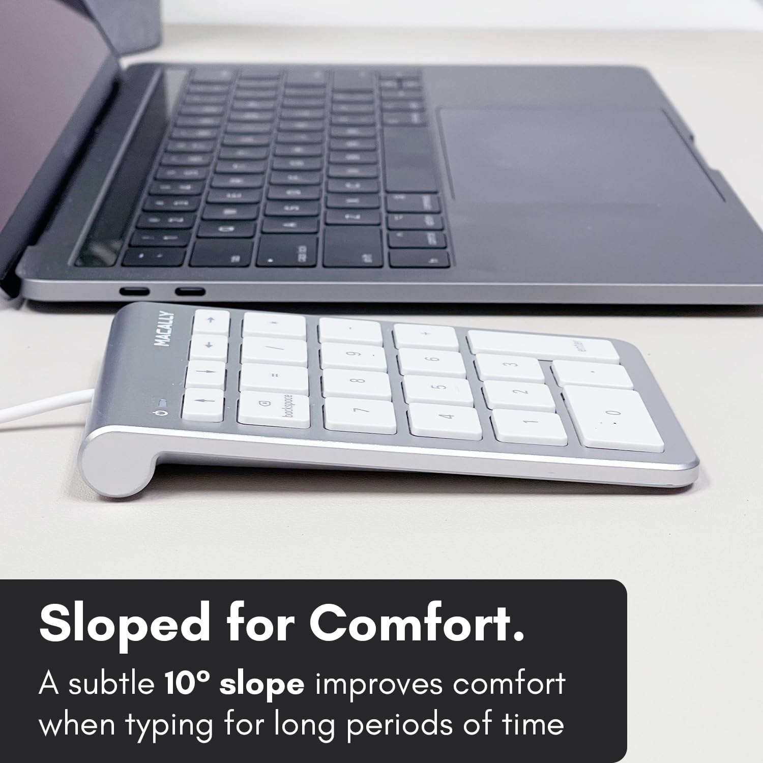 Macally Wired USB C Number Pad Keyboard - Type C Numeric Keypad for Laptop, Apple Mac iMac MacBook Pro/Air, iPad, Windows PC, or Desktop Computer - 10 Key USB Keypad Numpad with 5 Foot Cable