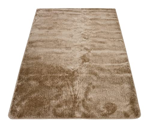 Euro Collection Solid Color Area Rug Rugs Slip Skid Resistant Rubber Backing Machine Washable More Color Options (Beige, 3'3" x 4'11")