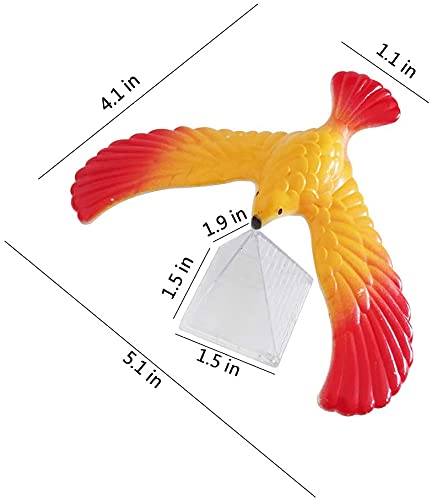 C&H Solutions 5 Pcs Cute Balancing Bird with Clear Triangle Stand (Colors May Vary)