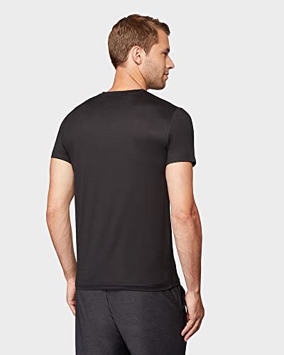 32 DEGREES Mens 4 Pack Cool V-Neck T-Shirt | Anti-Odor | Quick Drying | 4-Way Stretch, Black, X-Large