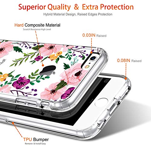 GiiKa iPhone 6 6s Case with Screen Protector, Not 6 Plus Clear Heavy Duty Protective Case Floral Girls Women Shockproof Hard PC Case with Slim TPU Bumper Cover Phone Case for iPhone 6s, Small Flowers