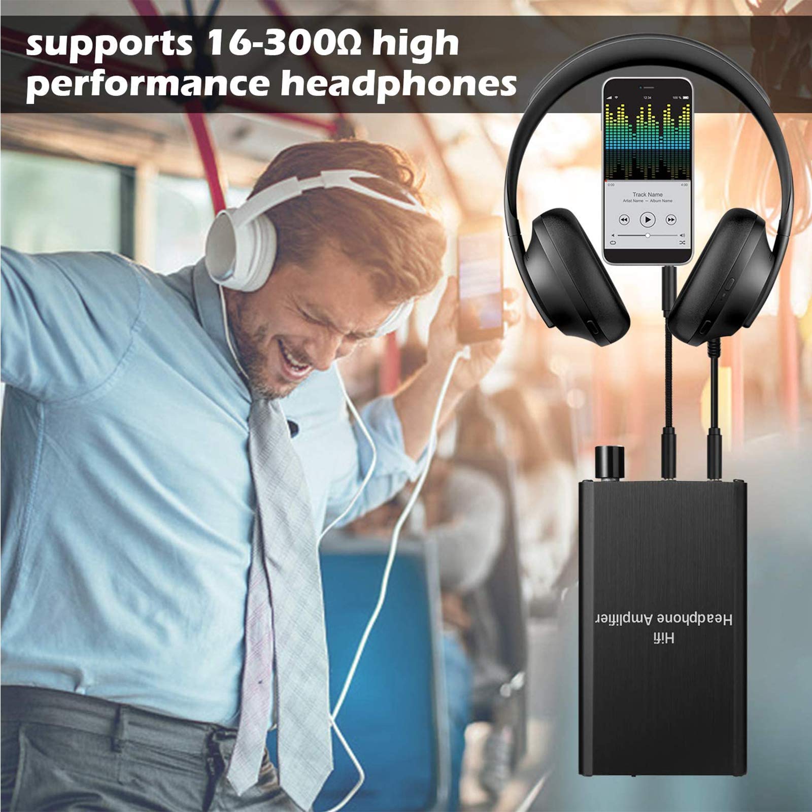 Headphone Amplifier, Portable HiFi Headphone Amp 3.5mm Stereo Audio Gain Switch Support Impedance 16-300Ω Headset for MP3/MP4 /Phones/Digital Players/Computers/Xbox one,PS4,PS5 Controller