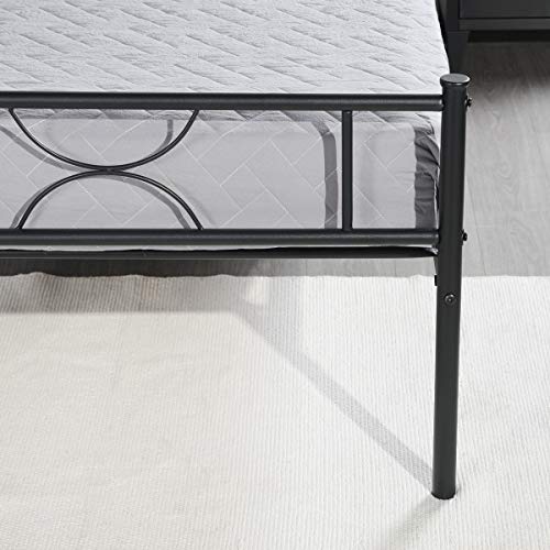 FurnitureR Twin Size Metal Slat Bed Frame Mattress Foundation, Heavy Duty Platform with Headborad and Under Bed Storage, No Box Spring Needed, Support Non-Slip, Black
