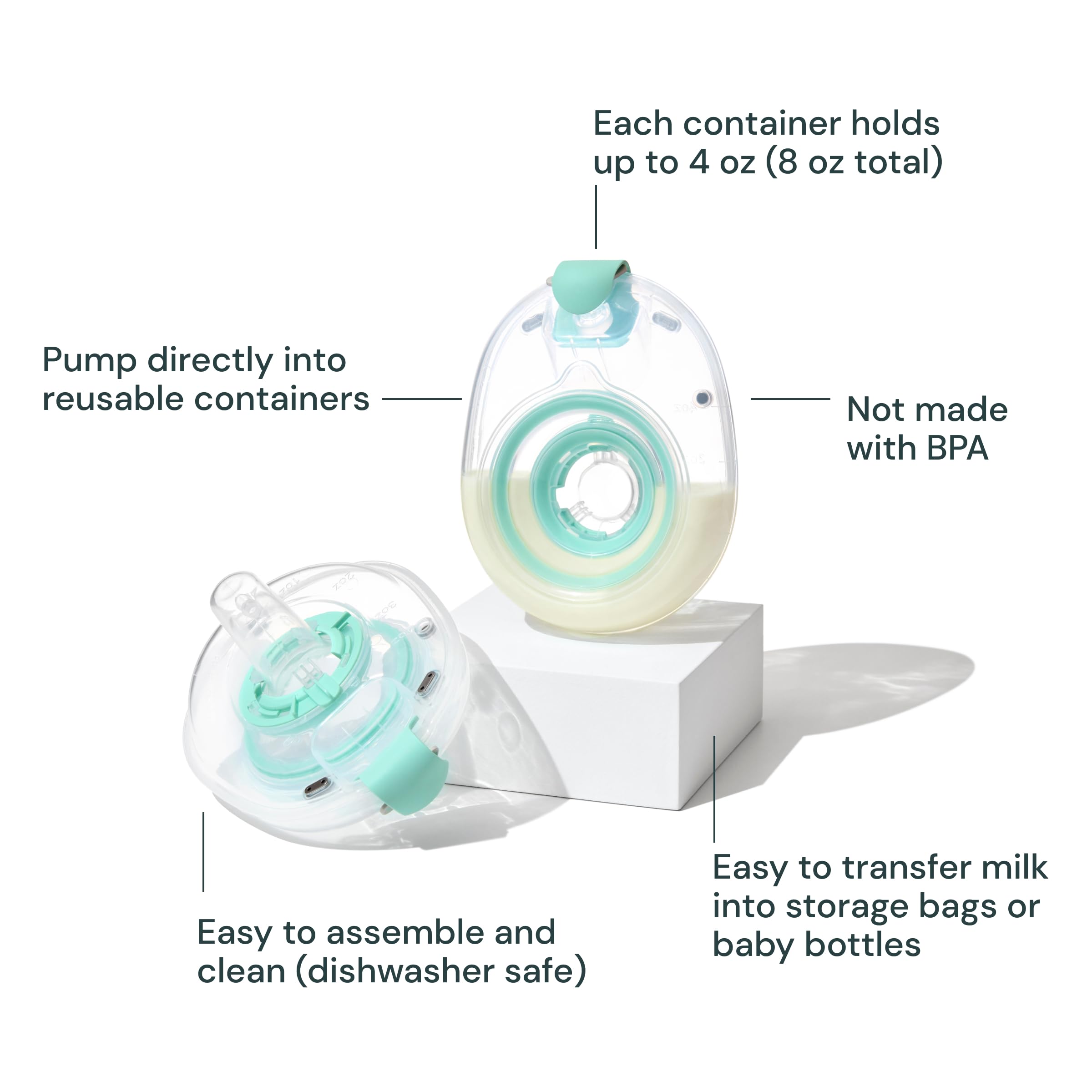 Willow 360 Reusable Breast Milk Containers 2-Count - 27mm Flange - Holds 4 oz. Per Container - Breastfeeding Essential for The Willow 360 or 3.0 Wearable Breast Pump, Hands-Free Pumping
