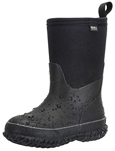 MCIKCC Unisex-Child Kids Waterproof Winter Rain Boots, Classic Youth Insulated Neoprene Rubber Boot for Toddler Boys Girls,Black,Size 6