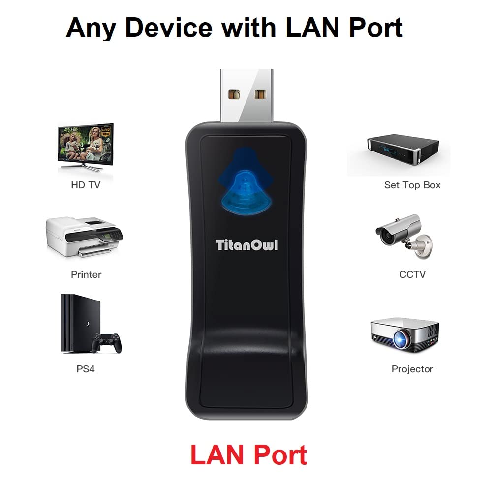 WiFi to LAN Network Adapter, 2.4 GHz Wireless to Ethernet for Printer Smart TV Alternative Dongle to WIS09ABGN UWA-BR100 TY-WL20 RJ45 DY-WL10 Repeater AP Extender Powered by USB