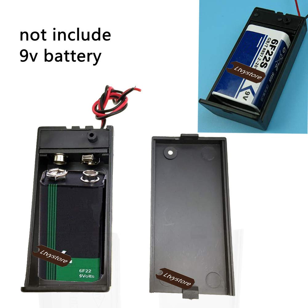 Ltvystore 9V Battery Holder Box Case Black, 10Pcs ABS DIY 9 Volt Battery Storage Holder Case Boxes Pack with ON/Off Switch Power Bank Cases