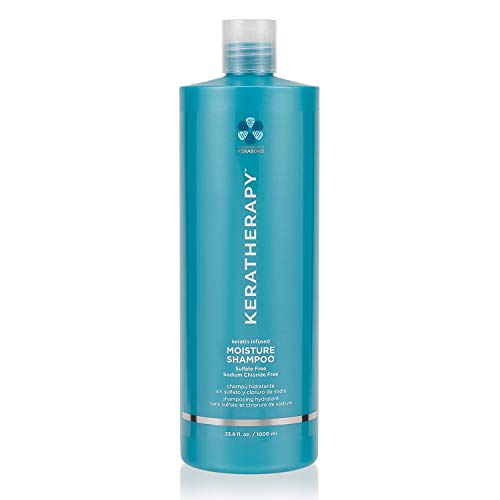KERATHERAPY Keratin Infused Moisture Shampoo, 33.8 fl. oz., 1000 ml - Anti Frizz Moisture Shampoo for Oily Scalp and Dry Ends - Kerabond Technology, Aloe Vera, & Willow Bark - Sulfate & Paraben Free