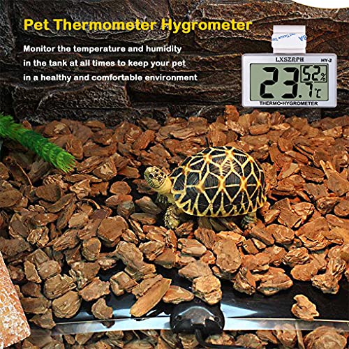 GXSTWU Reptile Hygrometer Thermometer LCD Display Digital Reptile Tank Hygrometer Thermometer with Hook Temperature Humidity Meter Gauge for Reptile Tanks, Terrariums, Vivarium (2 Packs)