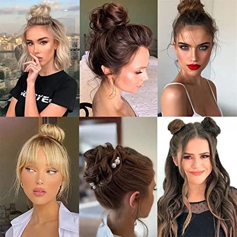 SDZNYQT 2PCS Cat Ears Hair Donut Chignon Claw Clip in Messy Hair Bun Mini Claw Clip in Updo Bun Extensions Wig Accessory Cat ears bun (2/30)