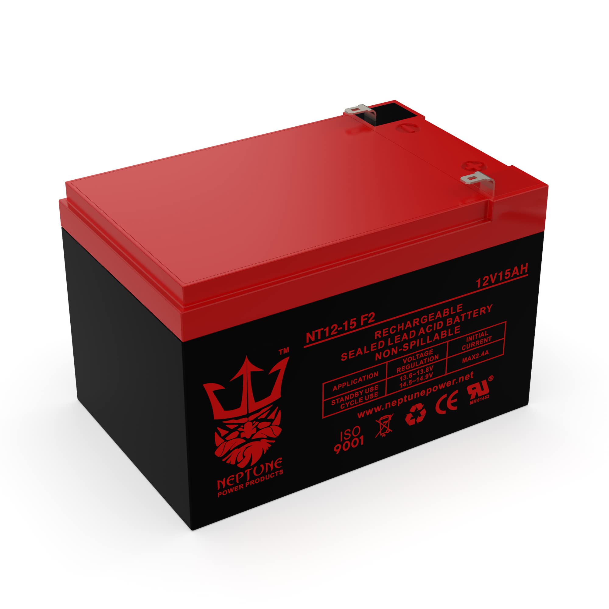Neptune Power Products Brand NT12-15 F2-12V 15AH F2 SLA Rechargeable Battery Replacement for Go Go Elite Traveller SC40E, SC44E - 2 Pack- USA Technical Support