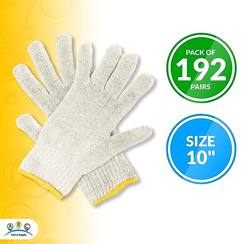 AMZ Yellow String Knit Gloves 10" Medium Pack of 24 Work Cotton Gloves for Men, Women Reusable Cotton Work Gloves Medium, Breathable Working Grip Gloves, Thick String Knit Work Gloves, Cloth Gloves