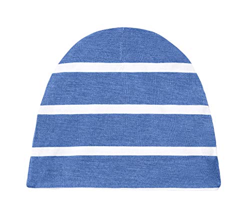 Posh Peanut Baby Swaddle Blanket & Beanie - Matching Newborn Swaddle Set, Doubles As Receiving Blanket or Nursing Cover (Denim Blue Stripe)