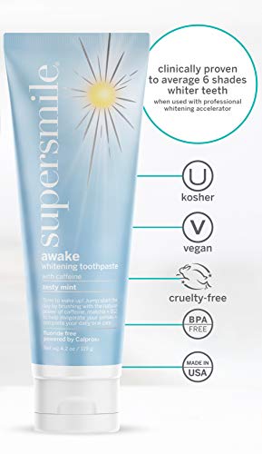 Supersmile Professional Awake Whitening Toothpaste for Your Morning Routine - Clinically Proven to Whiten Teeth Up to 6 Shades (Zesty Mint, 4.2 Oz)