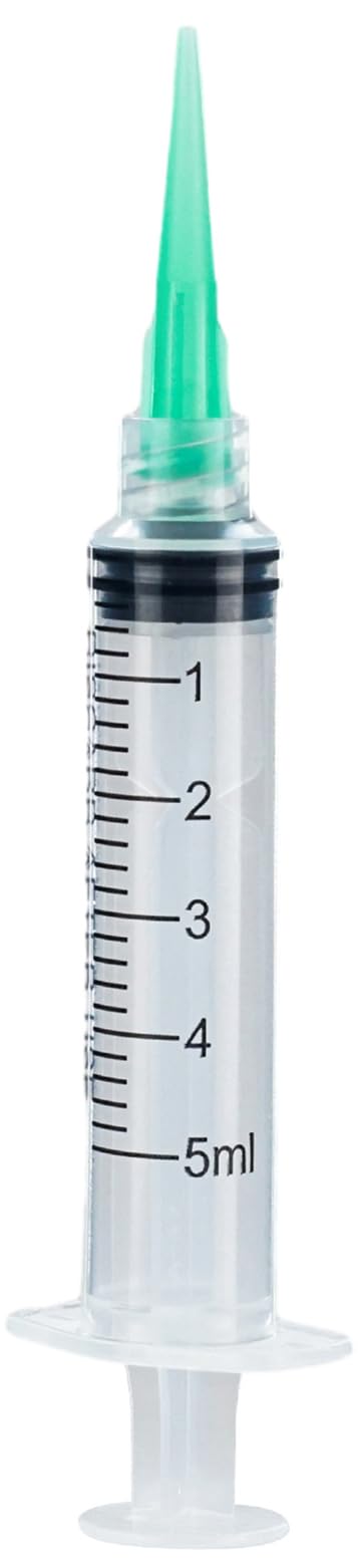 5ml/cc Syringe Laboratory Straight Mouth - 23G Needle Diameter 0.023Inch-Long 1Inch (20)