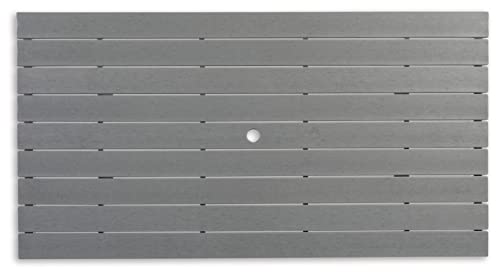 Signature Design by Ashley Transville Casual Outdoor Counter Table with Umbrella Option, Light Gray & White