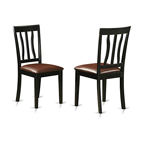 East West Furniture HLAN5-BCH-LC 5 Piece Dining Set Includes a Round Dining Table with Pedestal and 4 Faux Leather Kitchen Room Chairs, 42x42 Inch, Black & Cherry