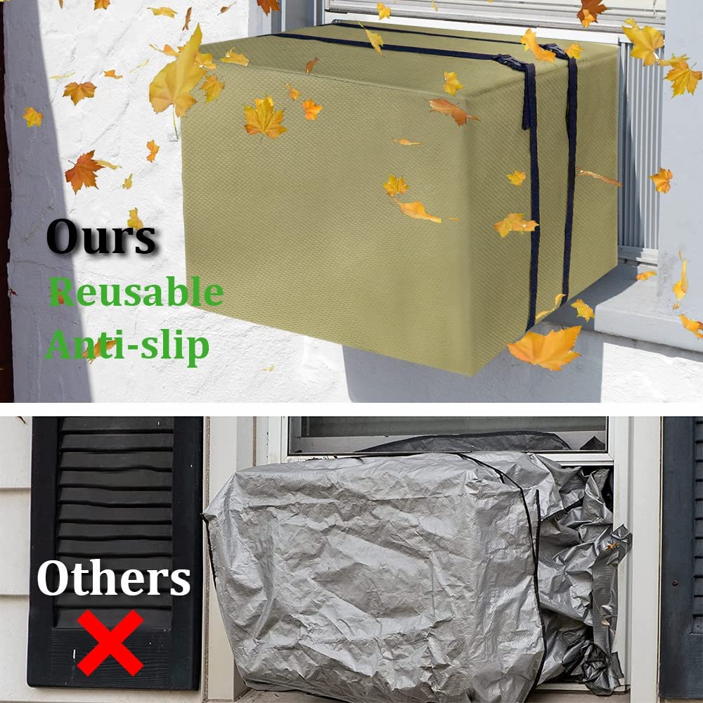 Capride Window Air Conditioner Cover for Outside Units Winter AC Unit Cover with Anti-Slip Adjustable Straps Waterproof 600D Ac Cover (25.5" W x 17" H x 21" D)