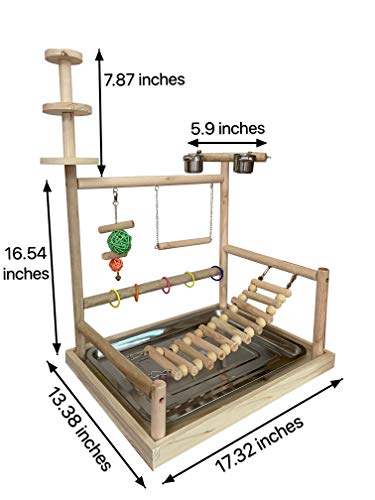 WYunpets Bird Perch Platform Stand Wood Bird Playground for Small Animals Parrot Parakeet Conure Cockatiel Budgie Gerbil Rat Mouse Chinchilla Hamster Cage Accessories Exercise Toys Sector