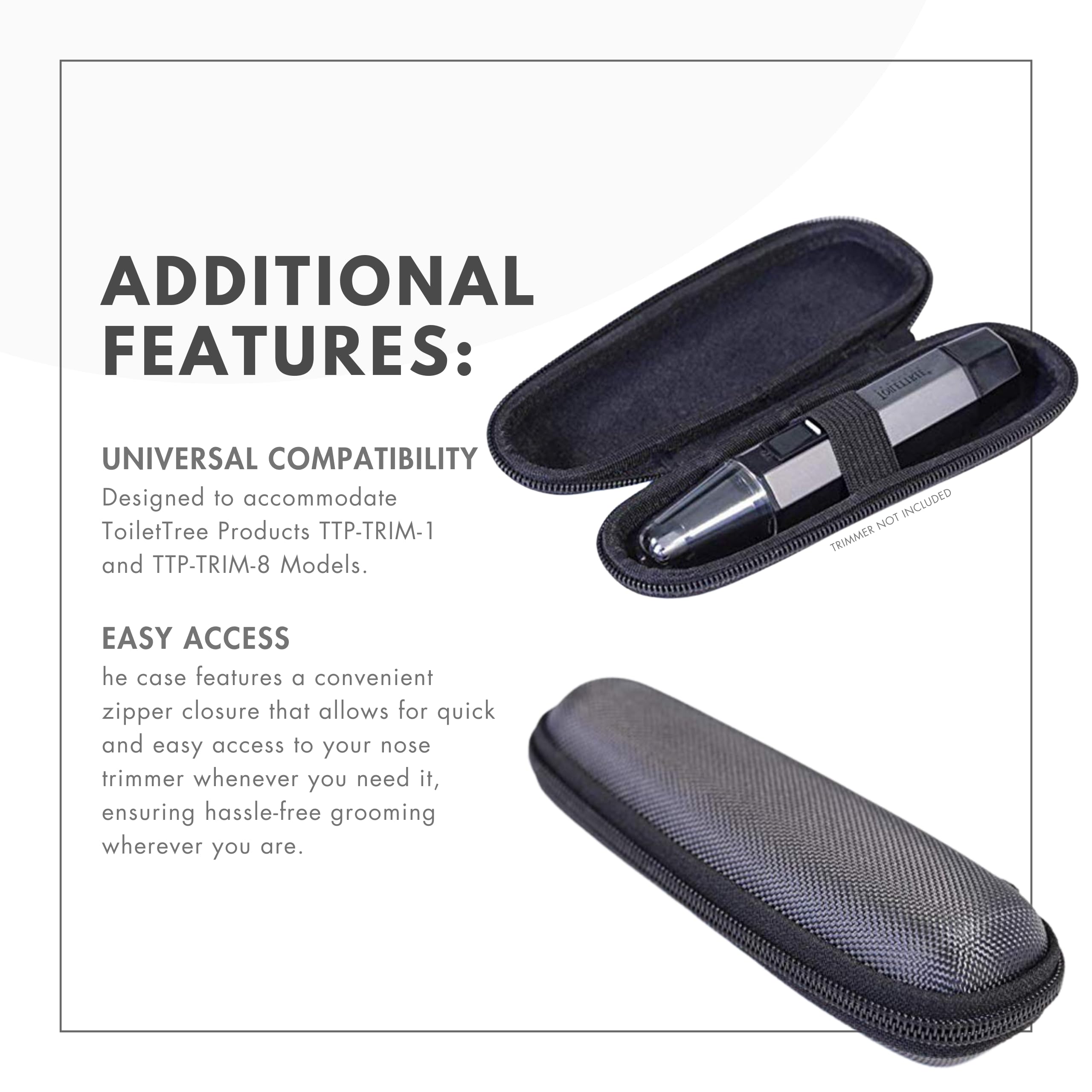 ToiletTree Products Travel Case for The Professional Water Resistant Heavy Duty Steel Nose Trimmer with LED Light. Trimmer Not Included (Case)