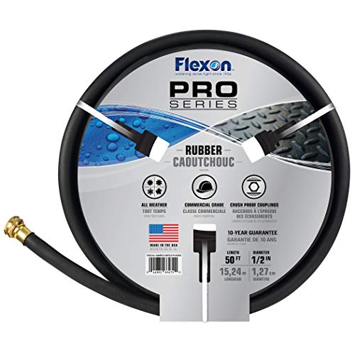 Flexon PH1250CN Premium Rubber Garden Hose, 50ft, Black