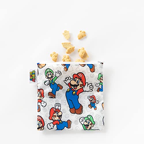 Bumkins Sandwich Bag / Snack Bag, Reusable Fabric, Washable, Food Safe, BPA Free, 7x7 – Nintendo Mario/Luigi, Pack of 1