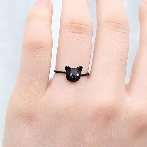 3Pcs Cute Cat rings Black Gold Silver Lovely Kitty Animal Finger Statement rings Cats Lover Gifts (3Pcs Cat Rings, 6.5)