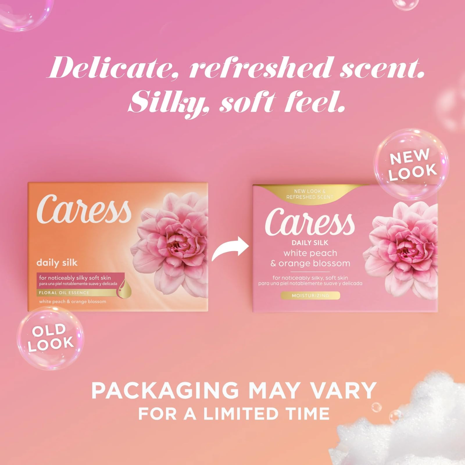 Caress Beauty Bar Soap For Noticeably Silky Soft Skin Daily Silk Extract and Floral Oil Essence 3.15 oz 3 Bars