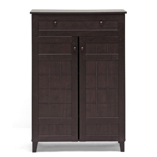 Baxton Studio Glidden Wood Modern Shoe Cabinet, Tall, Dark Brown