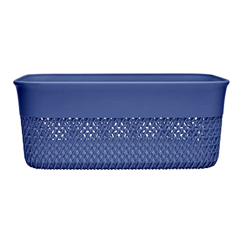 Life Story Lightweight Heavy Duty Storage Woven Trendy Basket 10 Quarts w/Built-In Handles Blue (6 Pack)