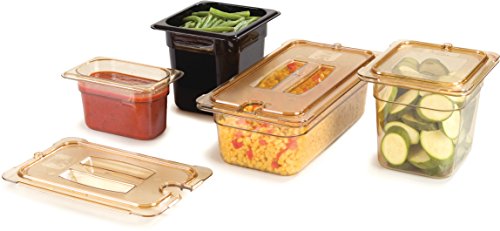 Carlisle FoodService Products 10431U13 StorPlus High Heat Universal Handled Food Pan Lid, Half Size, Amber