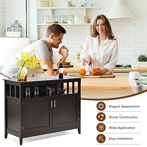 Costzon Buffet Cabinet with Storage, 45"L x 20"D x 36"H Large Wooden Kitchen Sideboard with 2-Level Shelf, Open Doors, Coffee Station Side Boards for Living Room, Home Coffee Bar, Bathroom (Espresso)