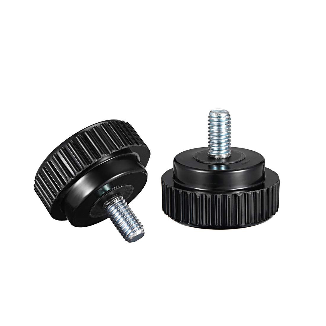 uxcell M8 x 15mm Metric Male Thread Knurled Clamping Knobs Grip Thumb Screw on Type Hand Clamping Handle Bolt with Plastic Knobs Black 5 Pcs