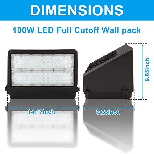 OSTEK 100 Watt LED Wall Pack Light with Full Cut-Off 14000LM 5000K - Replaces 400 watt Metal halide/HPS, Outdoor Area Full Cutoff Wall Pack led Light Fixture IP65, UL, DLC