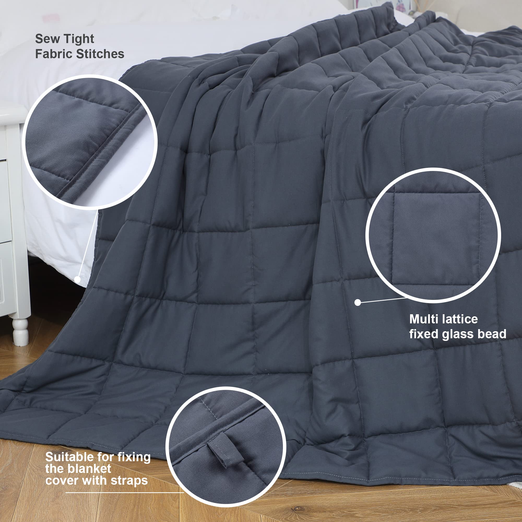 Alomidds Weighted Blanket, Weighted Blankets, Cooling Breathable Soft Heavy Blanket Microfiber Material with Glass Beads (36"x48",5lbs Grey)