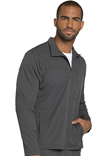 Dickies Dynamix Men Warm Up Scrubs Jacket Zip Front DK310, M, Pewter
