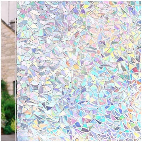 CottonColors Window Privacy Film Decorative Clings 3D Decals Static Stickers No-Adhesive Sliding Door Glass Films UV Blocking for Home, 17.7x78.7 Inch