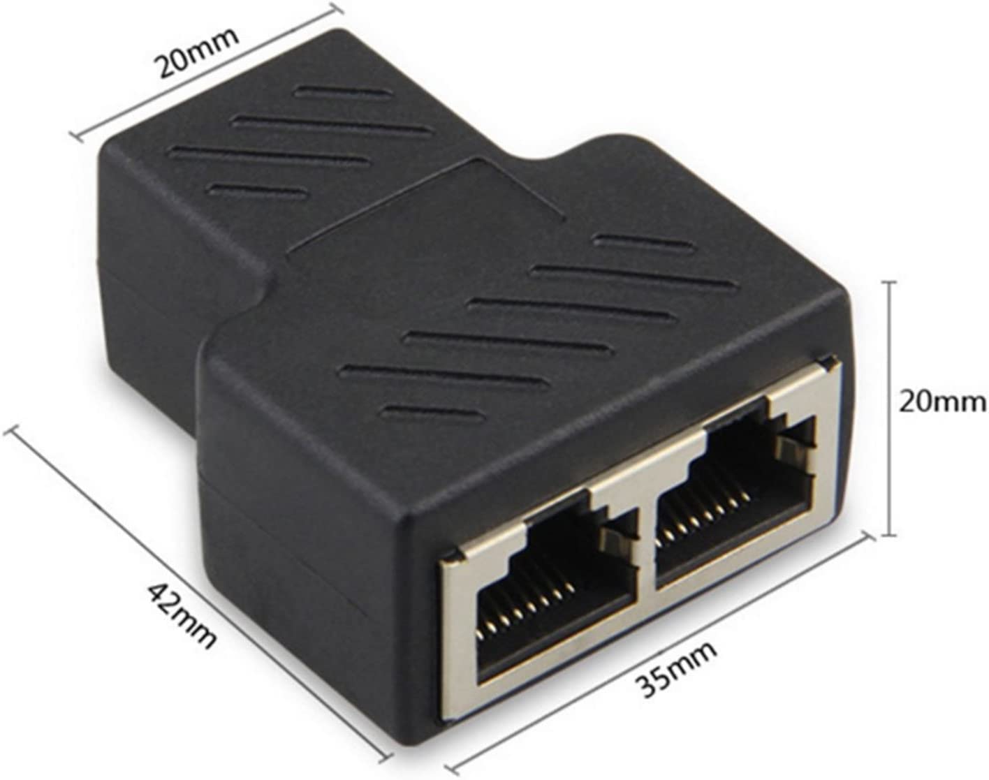 Poyiccot RJ45 Splitter Adapter, Ethernet Splitter 1 to 2 Network Adapter CAT 5/CAT 6 LAN Splitter Ethernet Socket Connector Adapter 1 Pair
