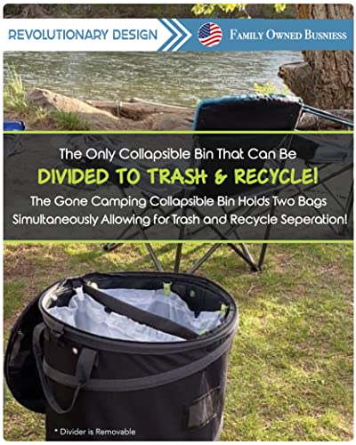Trailersphere Collapsible Bin Trash & Recycle / Utility, Gone Camping Collection, Perfect for Camping, Laundry, Storage and Garden, Waterproof and Tear Resistance, Trash and/or Recycle