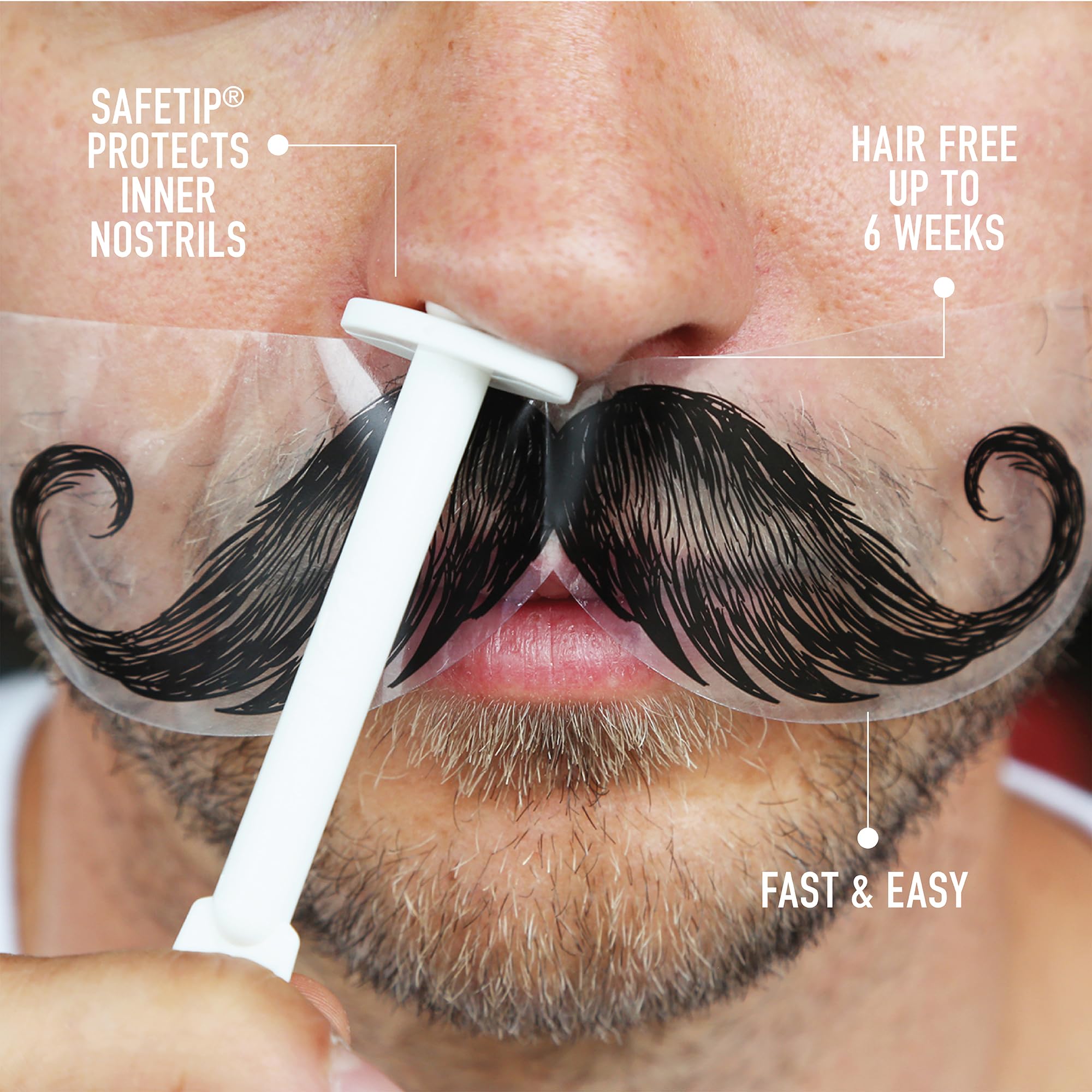 Nad's For Men Nose Waxing Kit - Hair Removal with Hard Wax, Moustache Protectors, Applicators, Spatulas, and Post-Wax Wipes