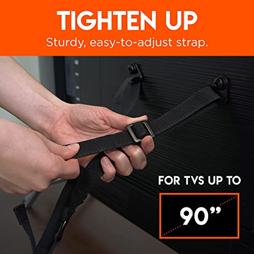 ECHOGEAR TV Safety Straps for Flat Screens - Anchor TVs Up to 90" to Furniture Or The Wall - Pre-Assembled Anti-Tip Strap Includes All Hardware for Baby Proofing Your TV