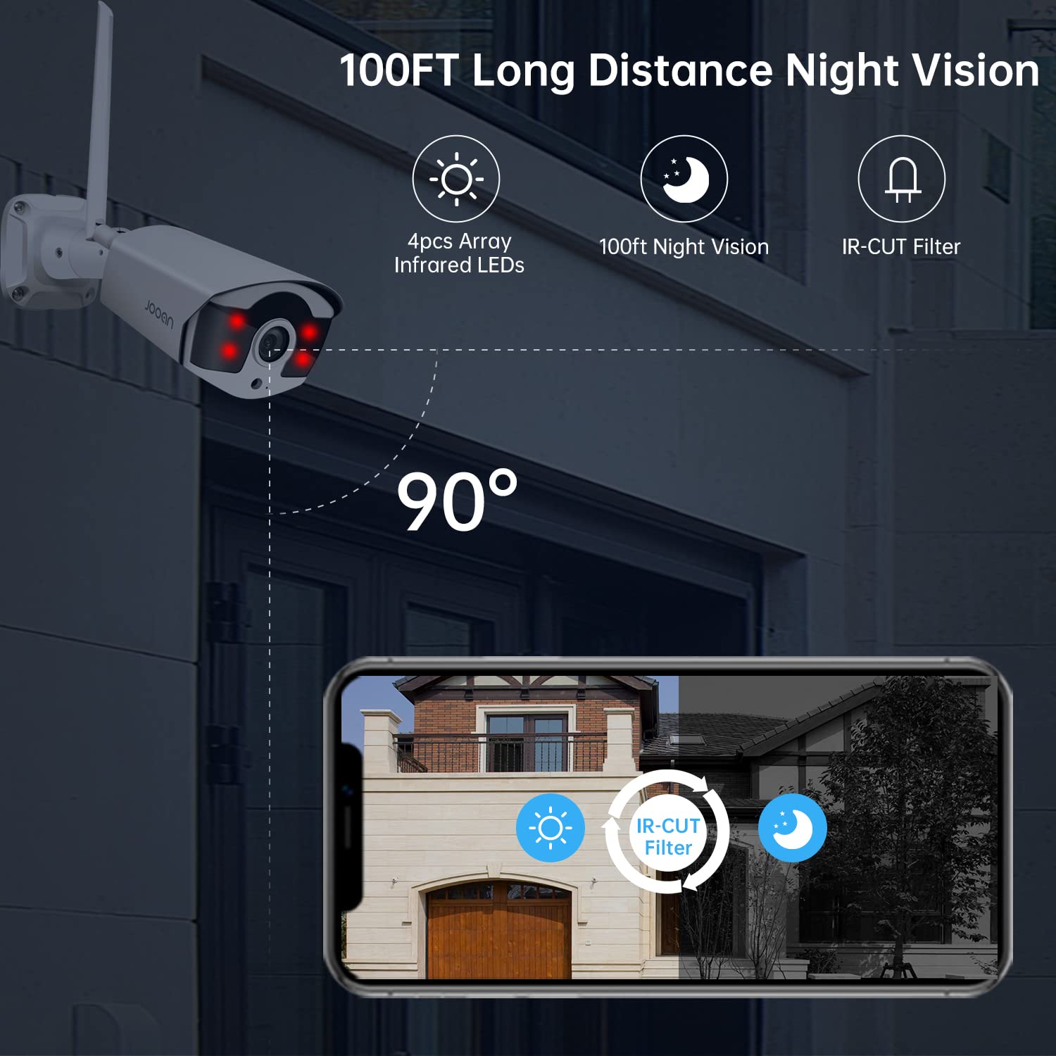 JOOAN 【Audio & 3MP】 Security Camera System Wireless,8 Channel NVR & 8pcs 1296P Bullet Cameras, IP67 Weatherproof,AI Human Motion Alert with 1TB Hard Drive,Free Extension Antenna