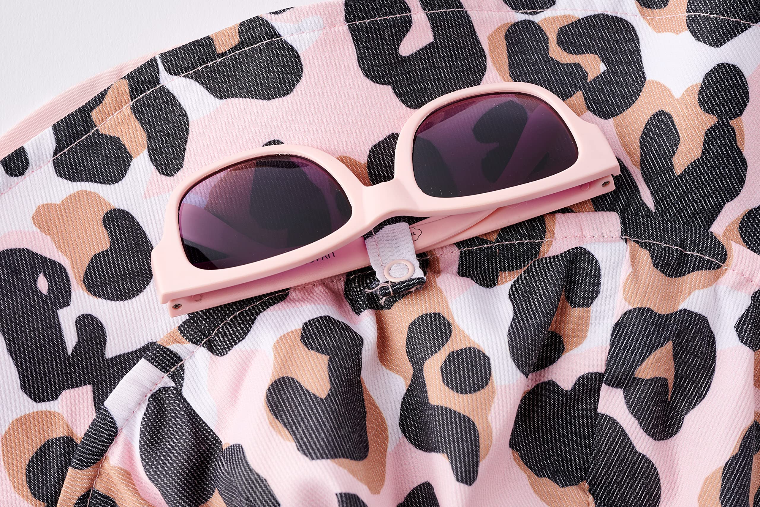 Mud Pie Baby Girls' Leopard Sun HAT and Glasses, 6-18 Months