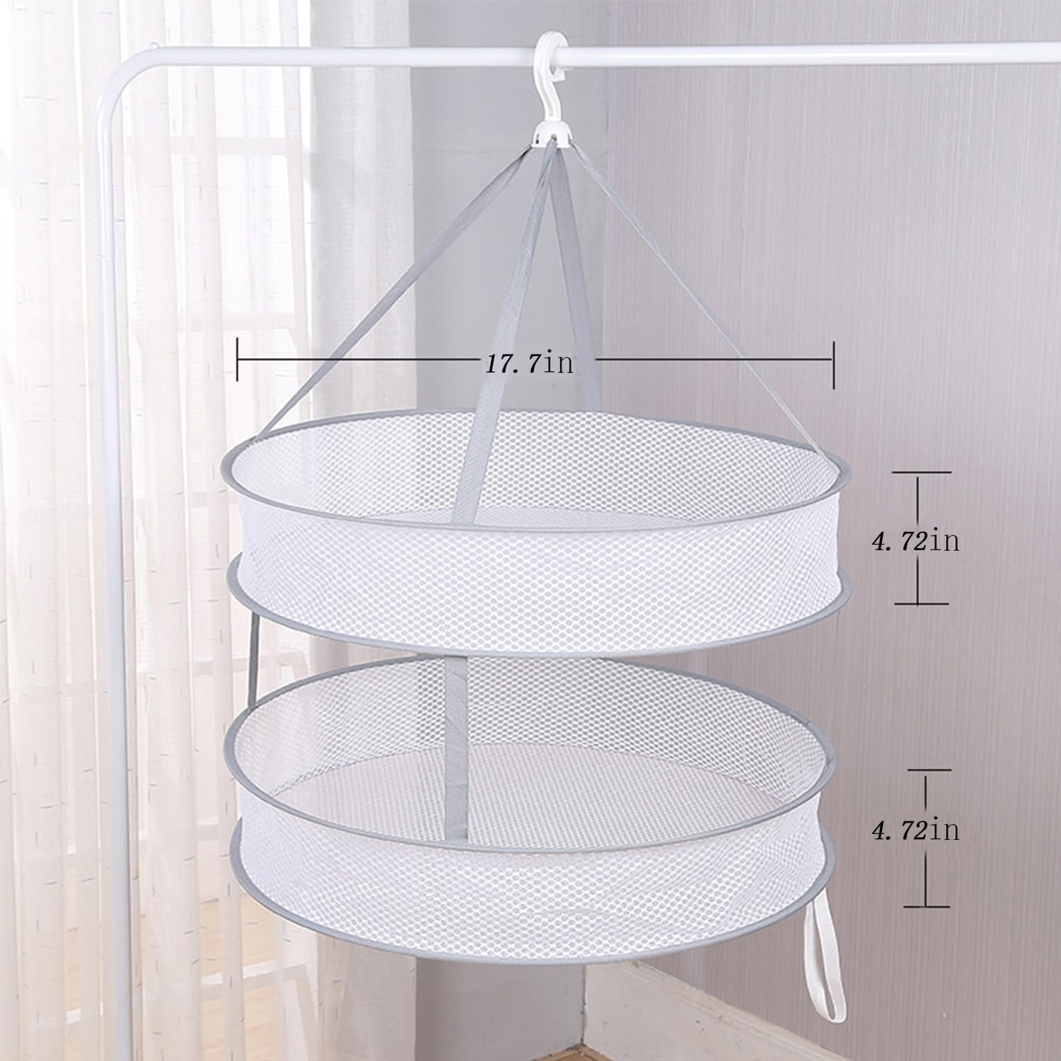 COMZPLIFE 2-Tier Mesh Folding Drying Rack, Windproof Foldable Laundry Hanging Dryer, Folded Clothes Dryer for Sweater, Socks, Towels, Underwear