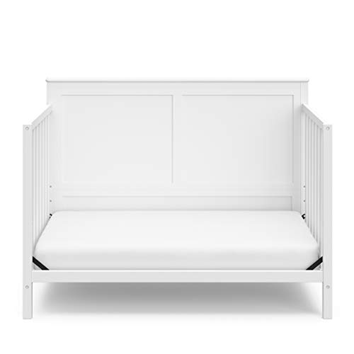 Storkcraft Alpine 5-in-1 Convertible Crib (White) β GREENGUARD Gold Certified, Converts to Toddler Bed and Full-Size Bed, Fits Standard Full-Size Crib Mattress, Adjustable Mattress Support Base