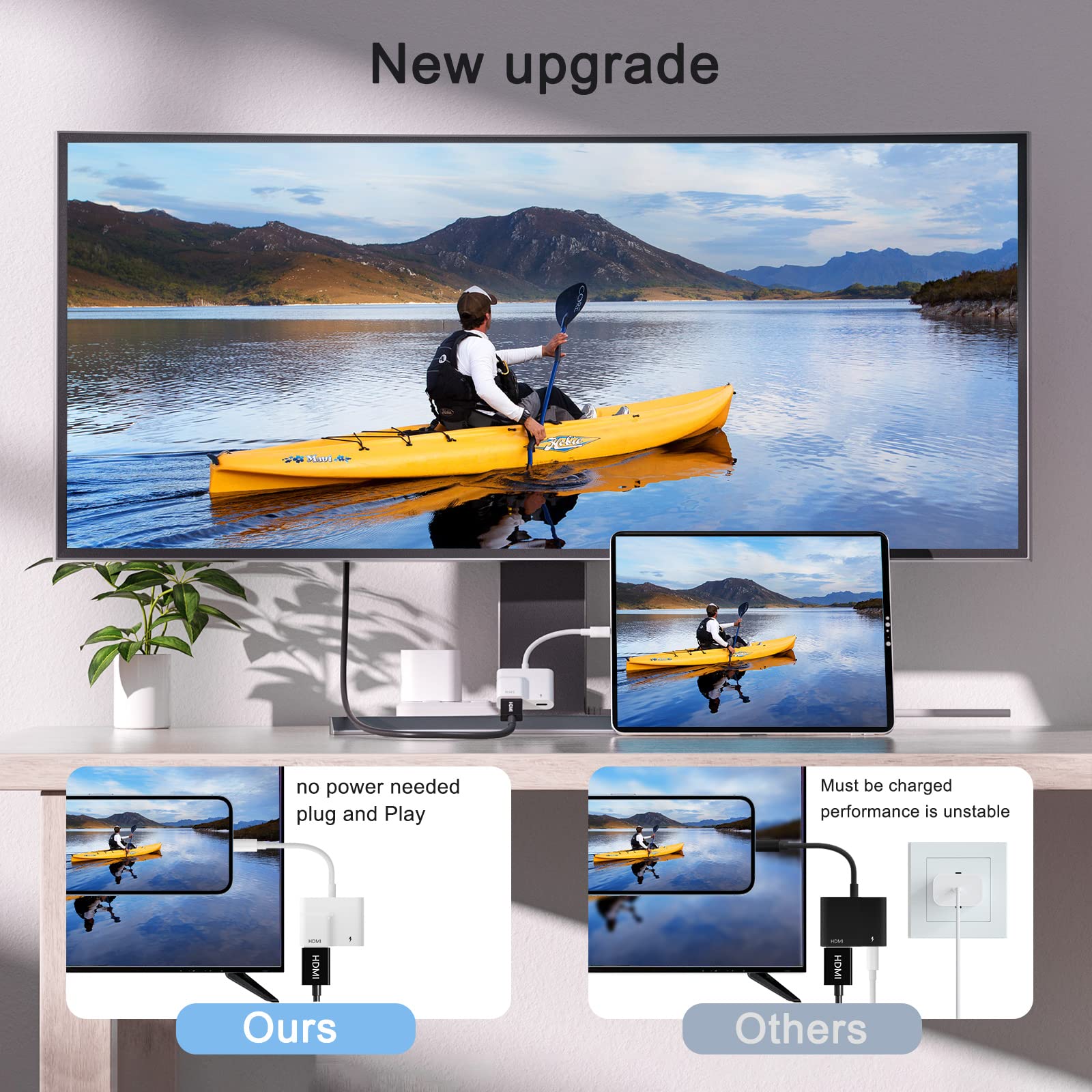 Unitrox HDMI Adapter for iPhone to TV, 1080P Digital AV Adapter for iPhone,HD Video HDMI Sync Screen Converter,Support HD TV/Projector/Monitor [No Need Power]…